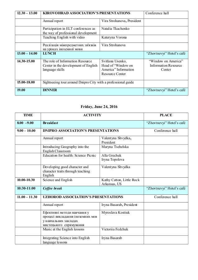 Conference schedule