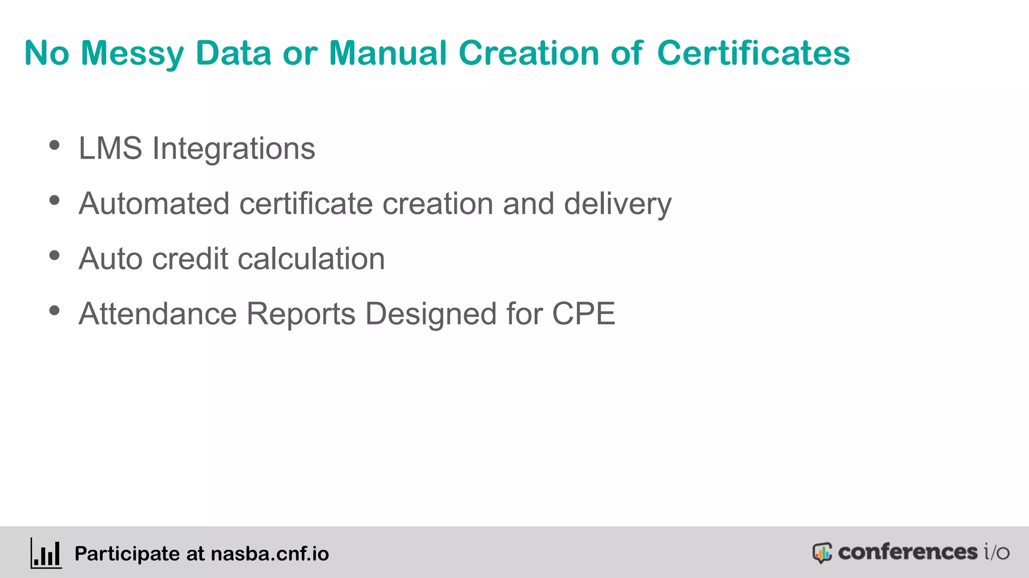 Conferences.io CPE Attendance Tracking - NASBA Registry Summit | PPT