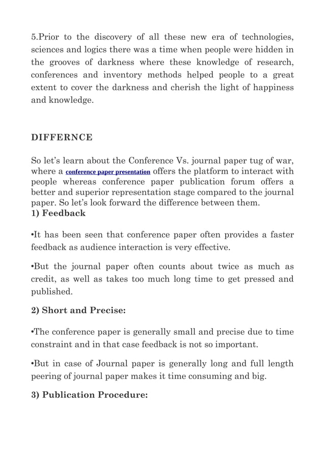 Conference Vs Journal Paper: 10 basic similarity & difference | PDF