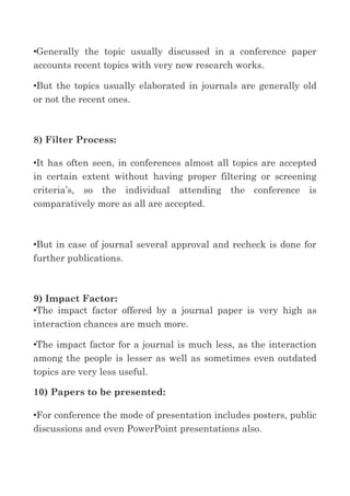 Conference Vs Journal Paper: 10 basic similarity & difference | PDF