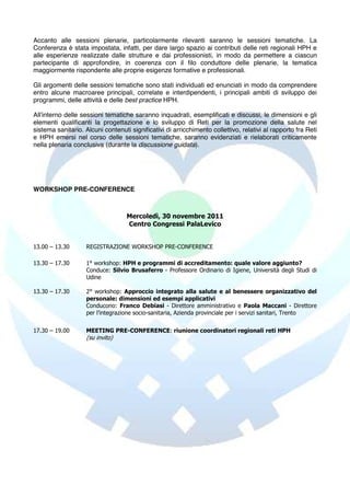 Conferenza HPH 2011 Programma Avanzato | PDF