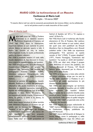 MARIO LODI: La testimonianza di un Maestro | PDF