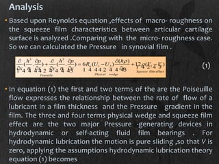Study surface roughness and friction of synovial human knee joint with ...