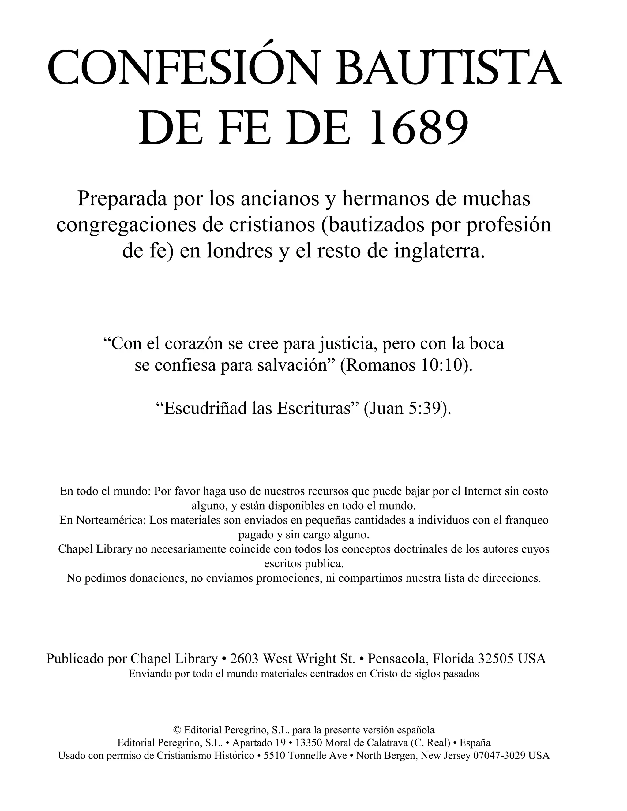 Confesión Bautista De fe de 1689 | PDF