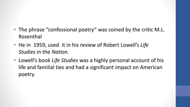 Confessional Poetry | PPTX | Poetry | Books and Literature