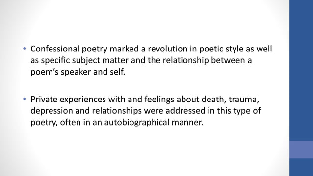 Confessional Poetry | PPTX | Poetry | Books and Literature