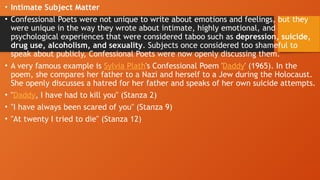 Exploring Confessional Poetry: Origins, Characteristics, and Impact | PPTX