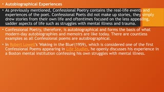 Exploring Confessional Poetry: Origins, Characteristics, and Impact | PPTX