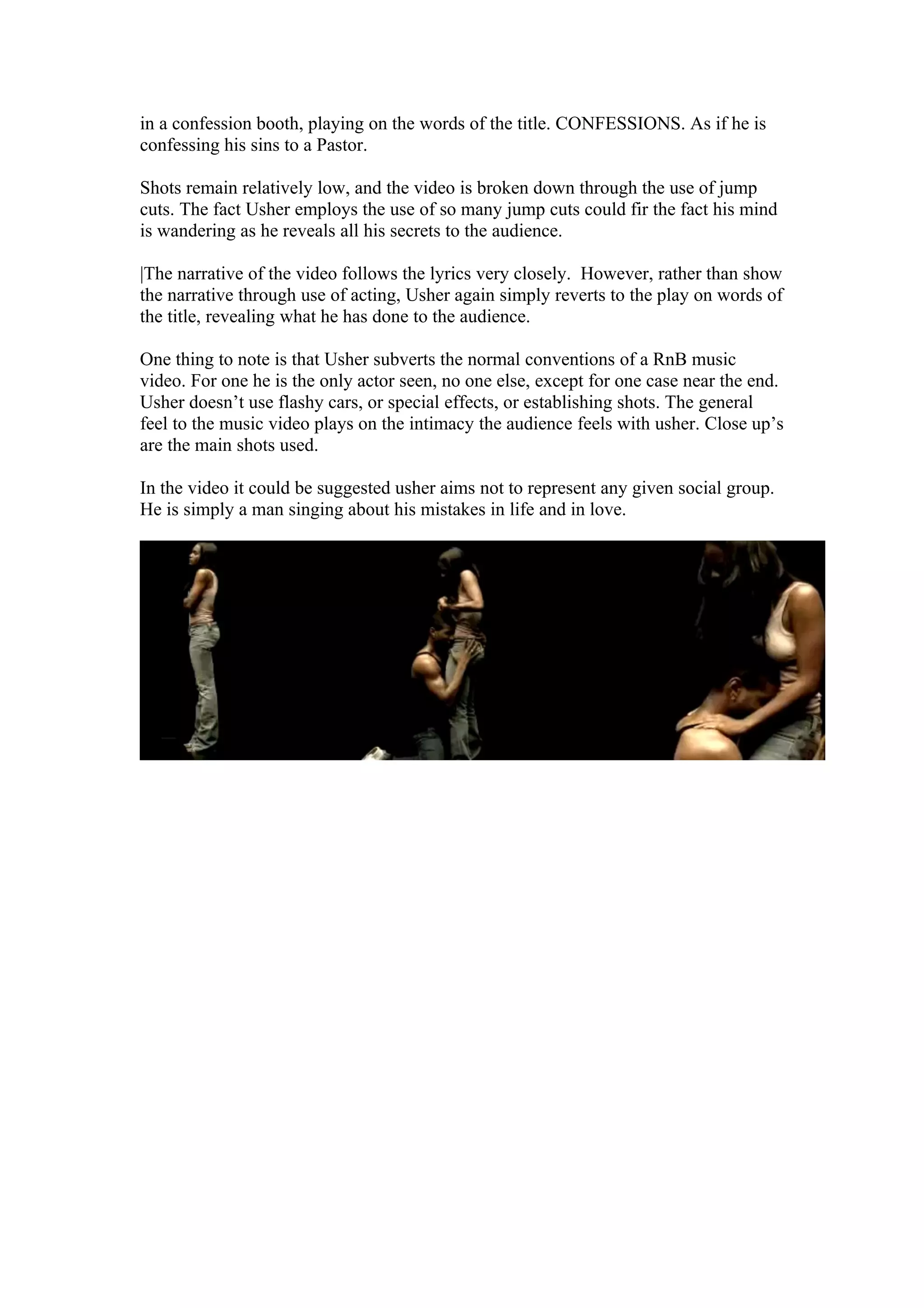 Confessions Music Video Analysis | PDF