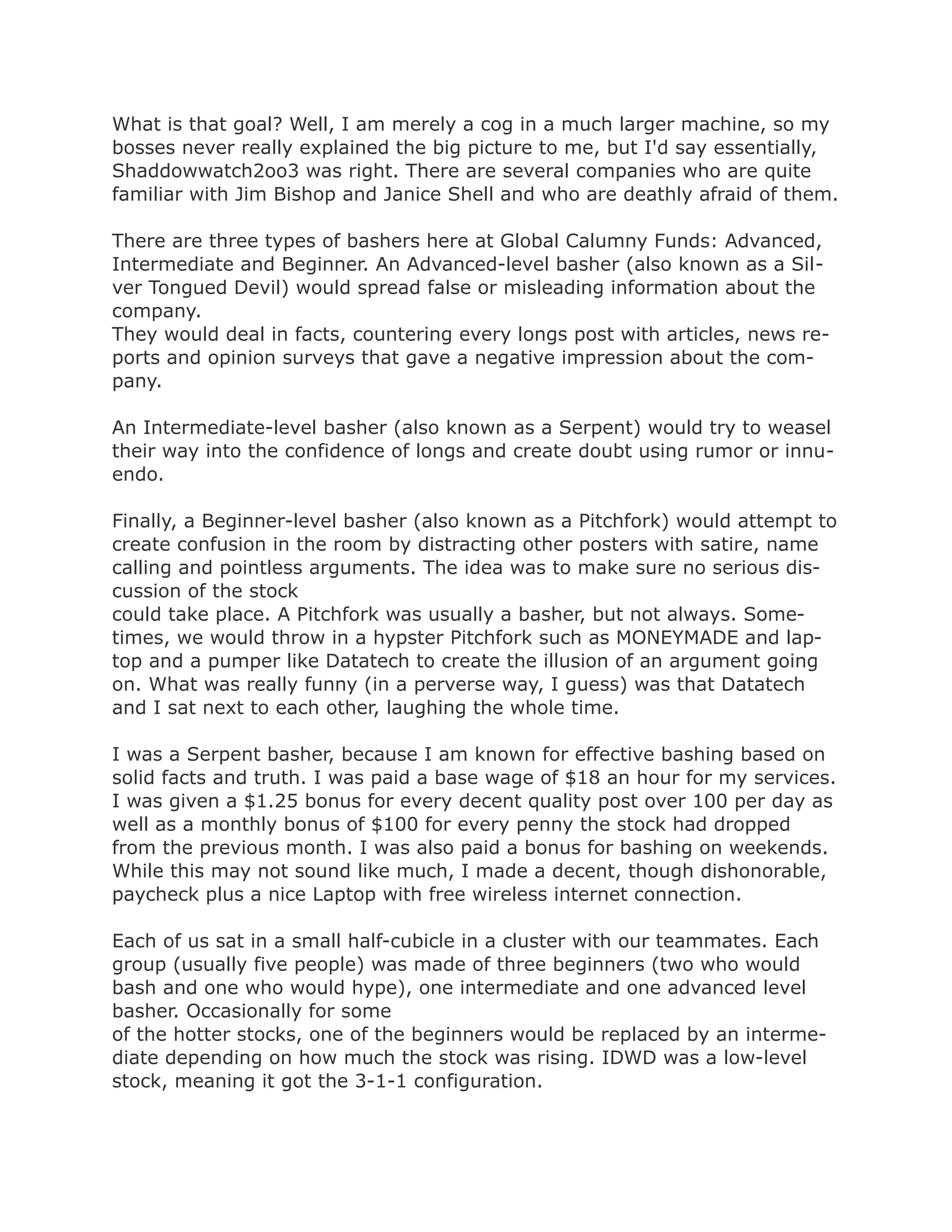 Confessions of a paid stock basher 1 | PDF