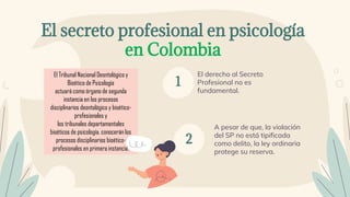 CONFIDENCIALIDAD (SECRETO PROFESIONAL)EN PSICOLOGIA | PPTX