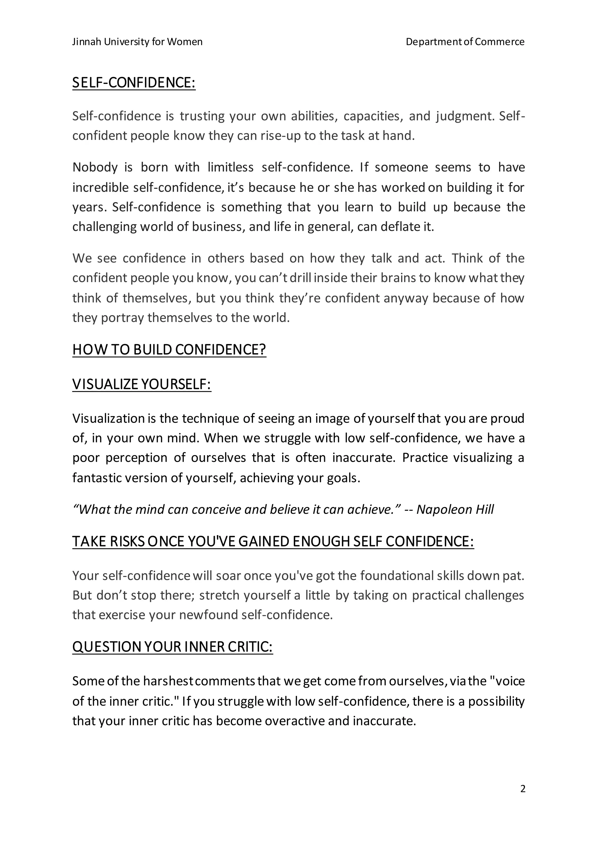 Confidence building report | PDF