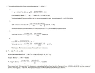 Confidence interval and margin of error answers | PPT
