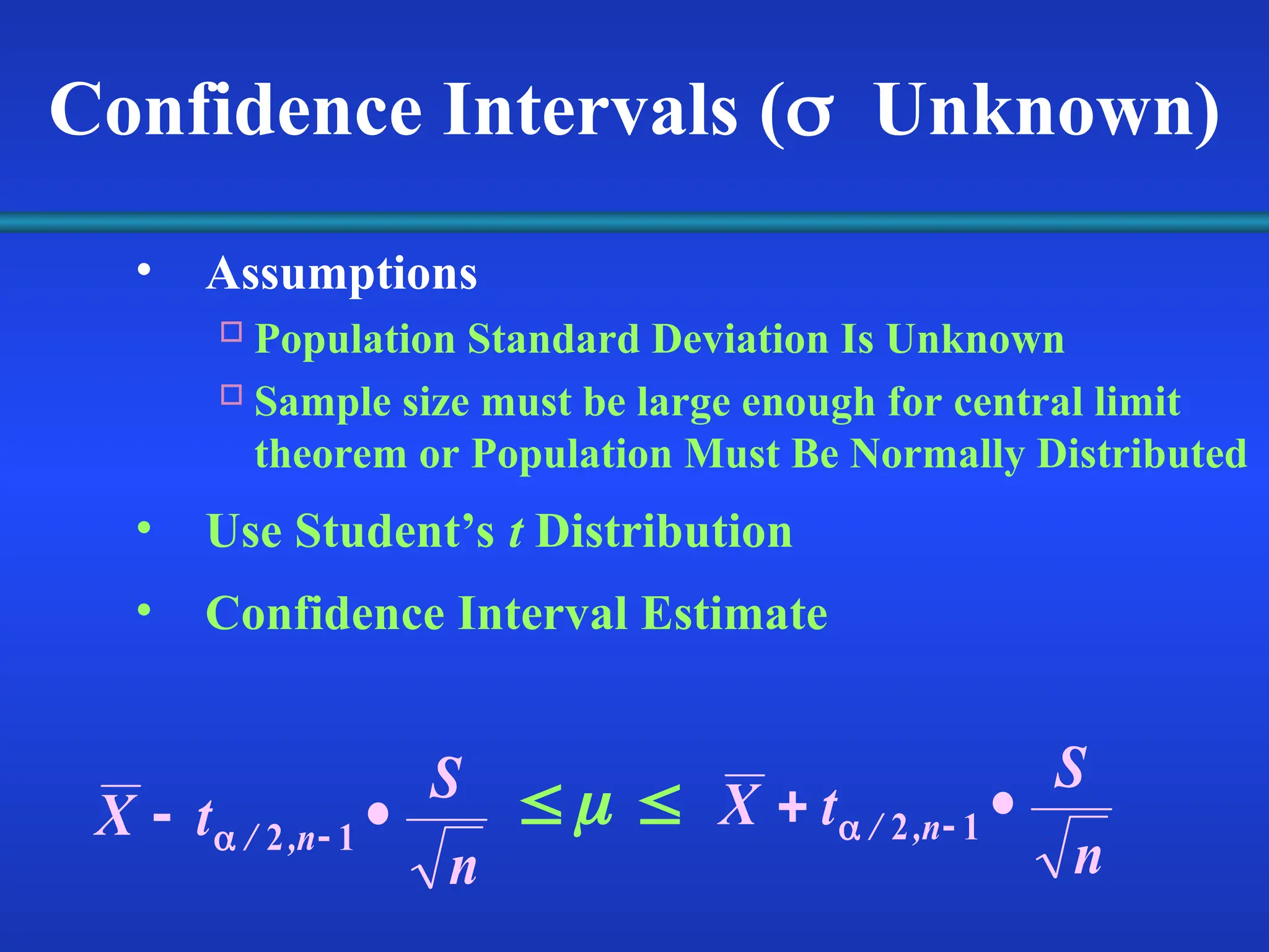 confidence interval for single population mean and proportion - Copy.ppt
