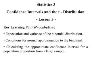 Confidence Intervals And The T Distribution | PPT
