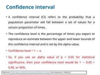 Confidence intervals, hypothesis testing and statistical tests of ...