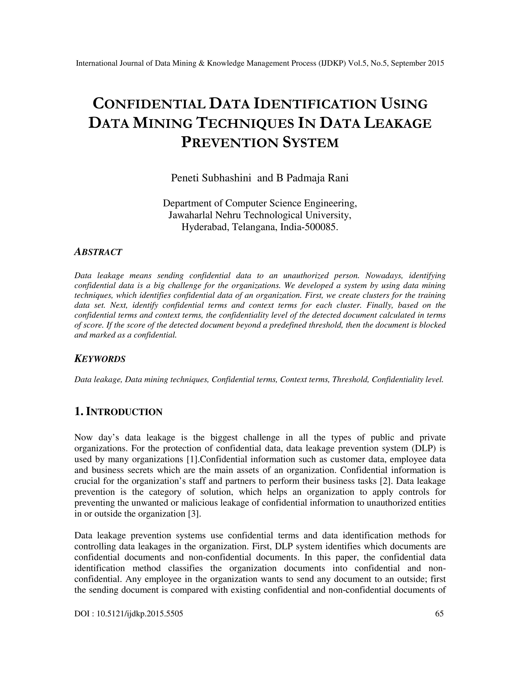 Confidential data identification using | PDF | Computer Software and Applications | Computing