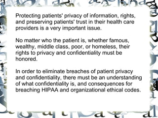 Confidentiality and Patient Privacy | PPT