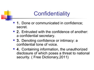 Confidentiality | PPT | Health Insurance | Insurance