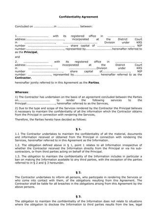 Confidentiality agreement | PDF | Business | Business and Finance