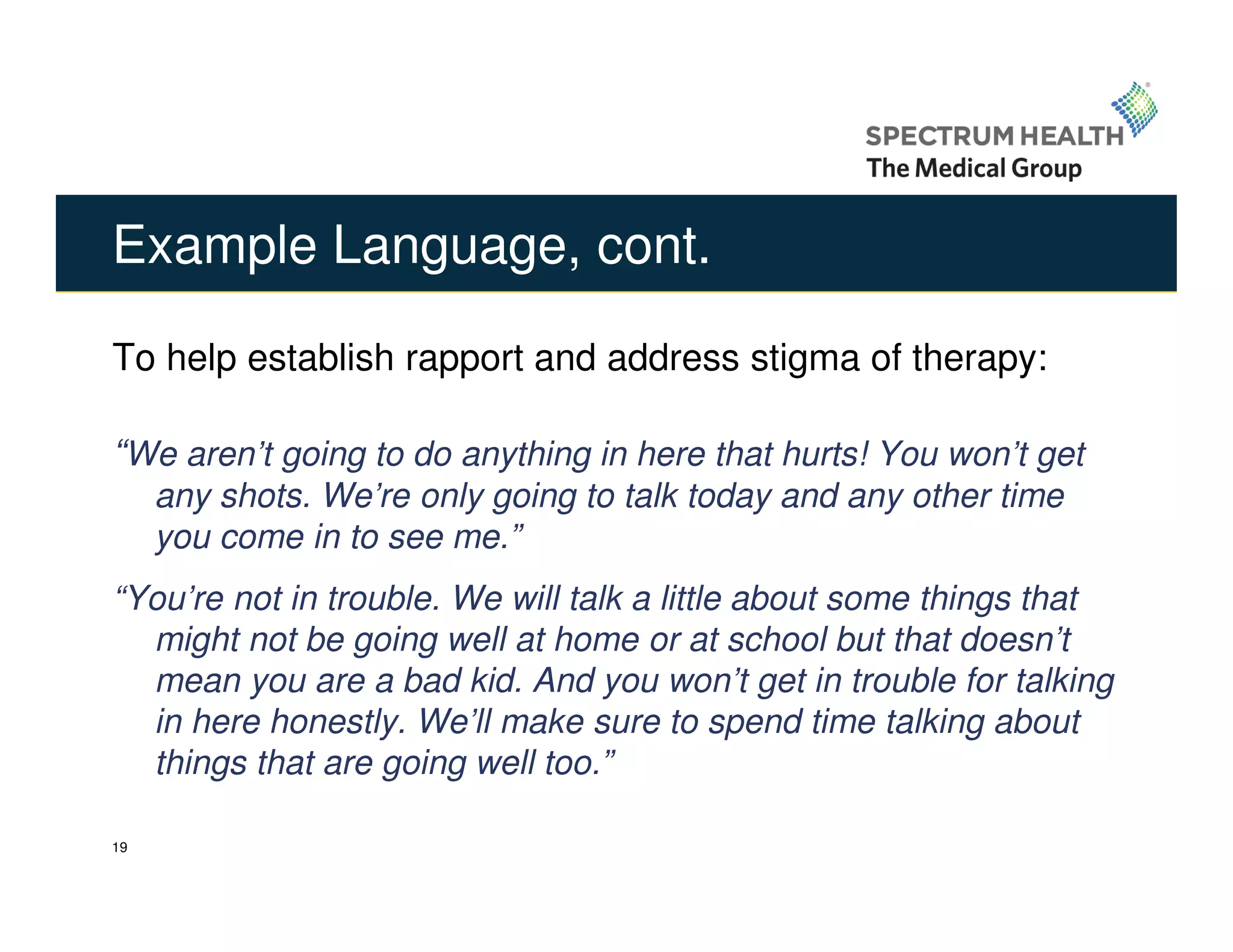 Confidentiality Considerations and Rapport Building Strategies with ...