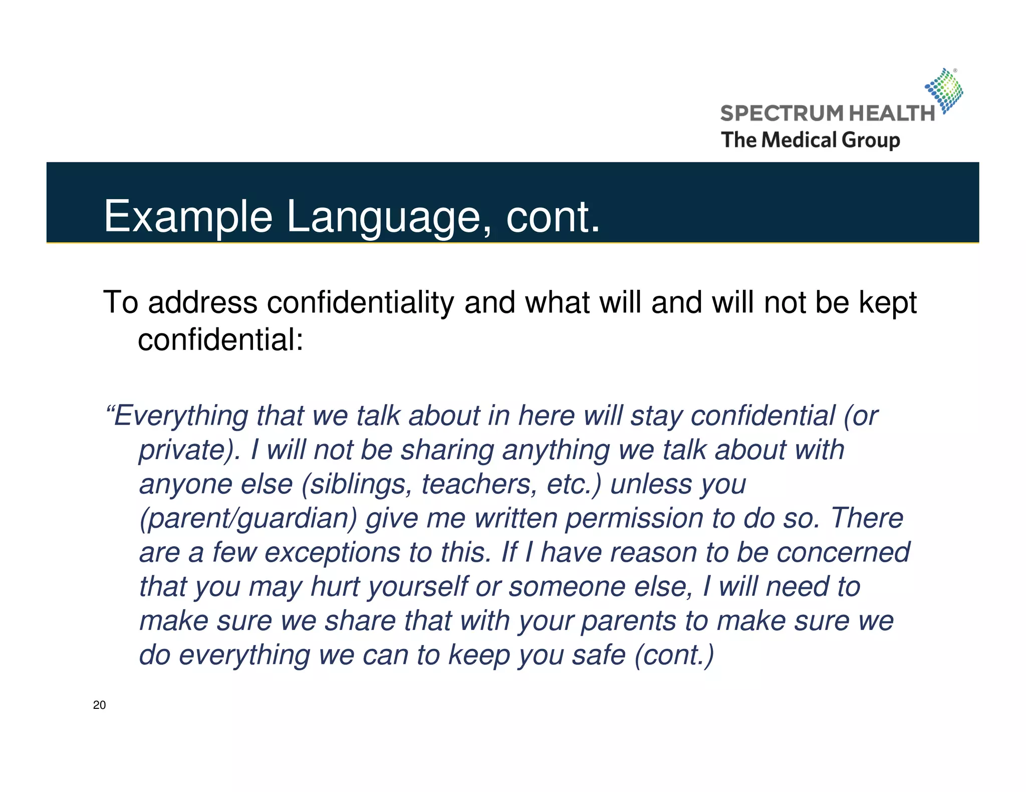 Confidentiality Considerations and Rapport Building Strategies with ...
