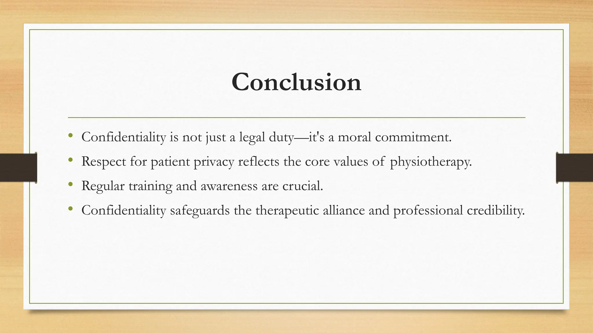 Confidentiality in Physiotherapy Presentation | PPTX