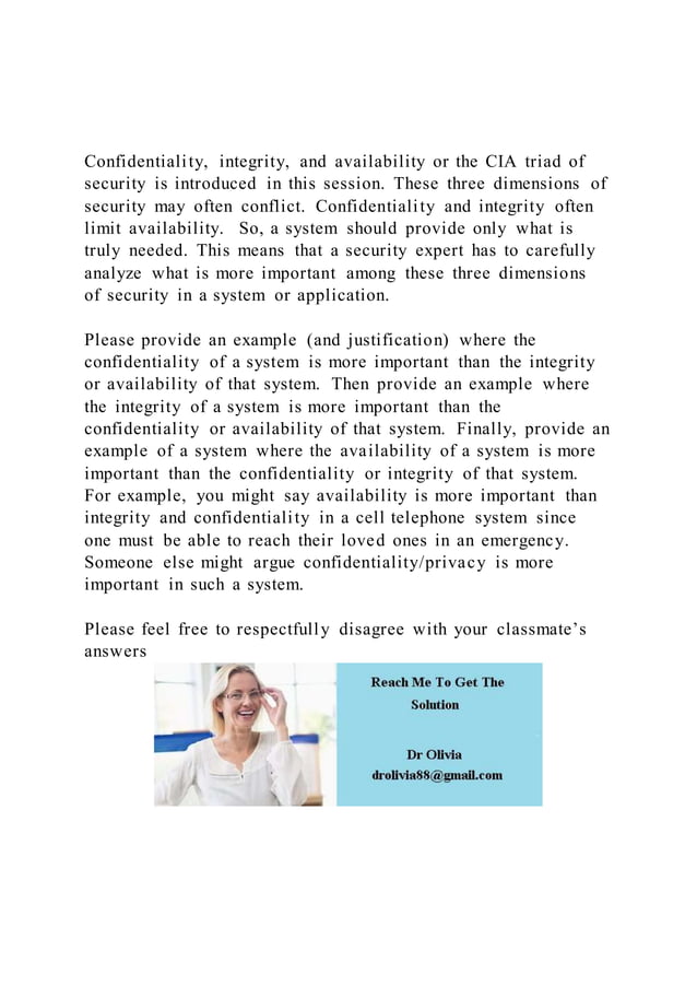 Confidentiality, integrity, and availability or the CIA triad of