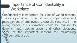 Confidentiality in the workplace | PPTX