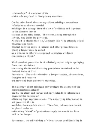 Confidentiality, Privilege A Basic Value in Two Diffe.docx