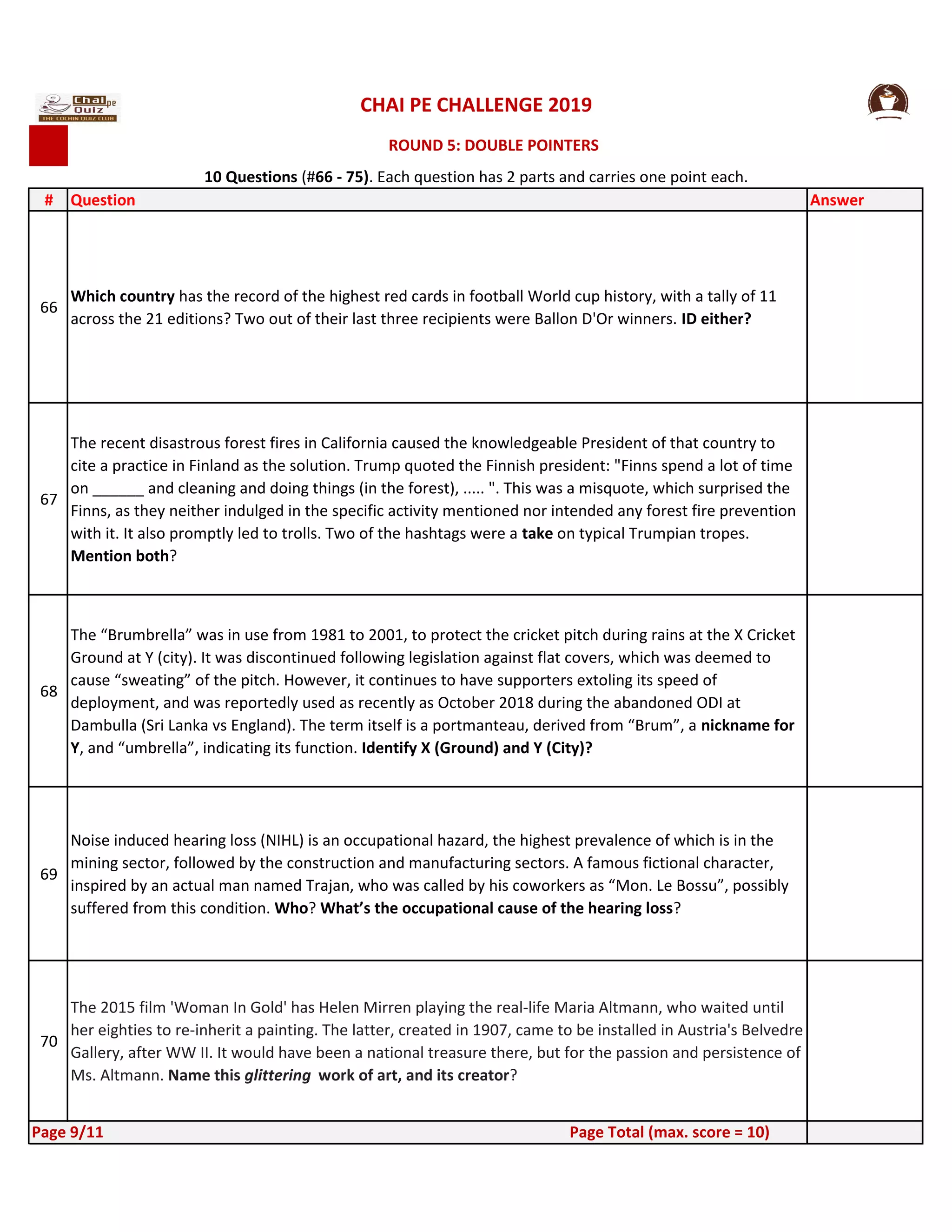 Chai Pe Challenge 2019 - Questions only | PDF