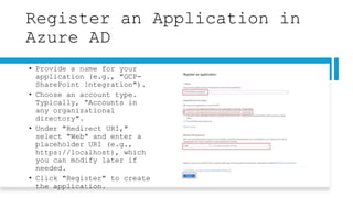 Config App Registration for Sharepoint API.pptx | Internet | Computing