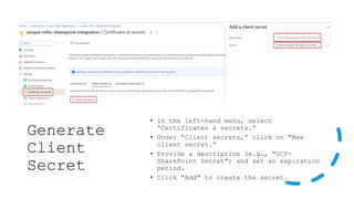 Config App Registration for Sharepoint API.pptx | Internet | Computing