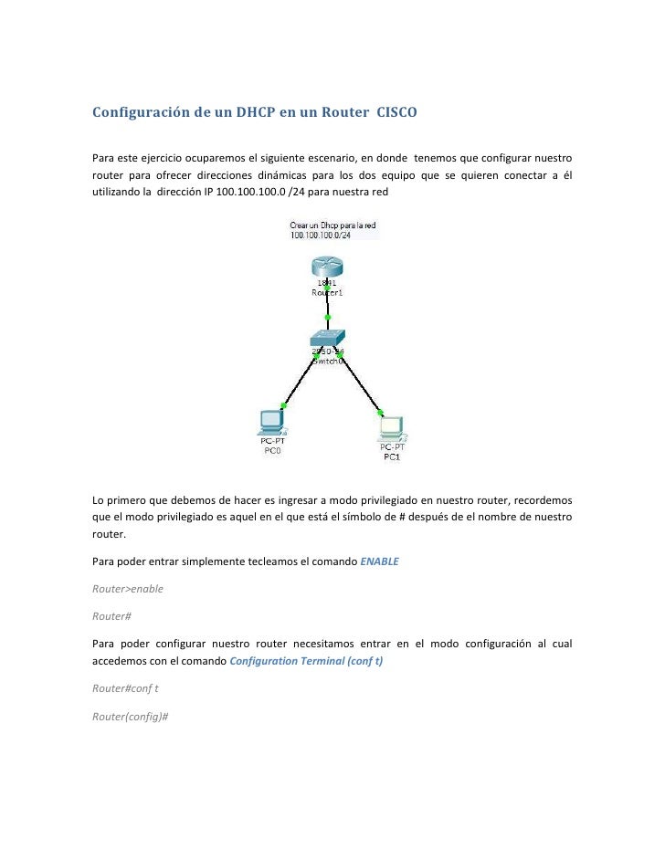 Configuración De Un DHCP En Un Router CISCO
