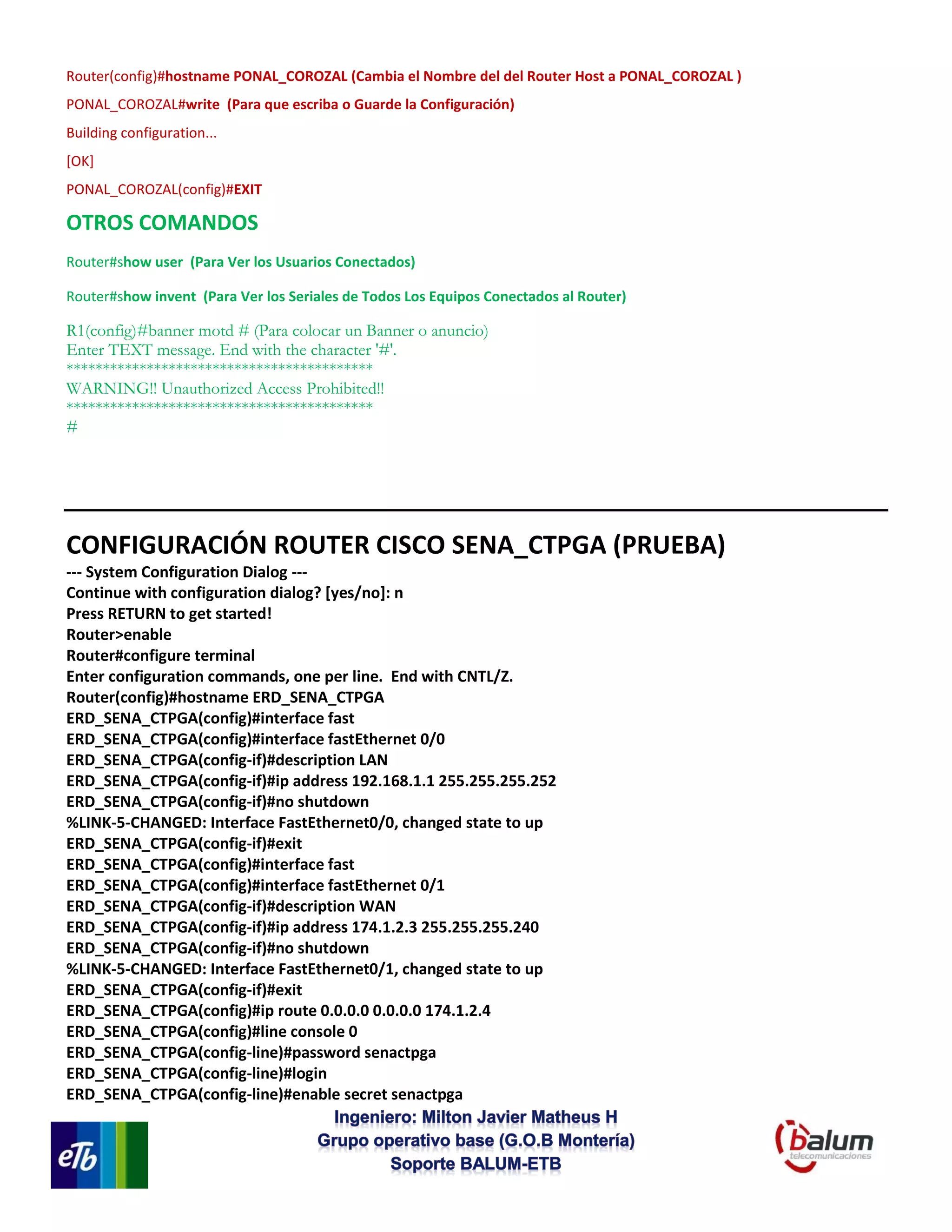 Configuracion basica de_un_router_cisco_mjm | PDF