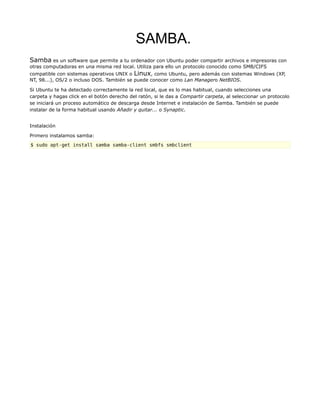 Configuracion de samba | PDF