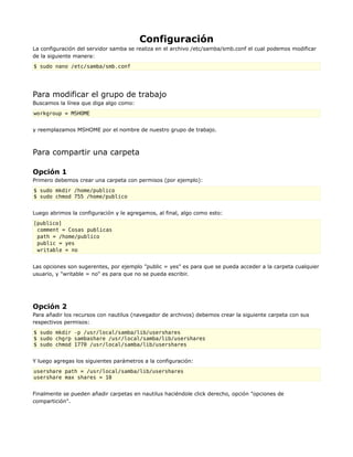 Configuracion de samba | PDF