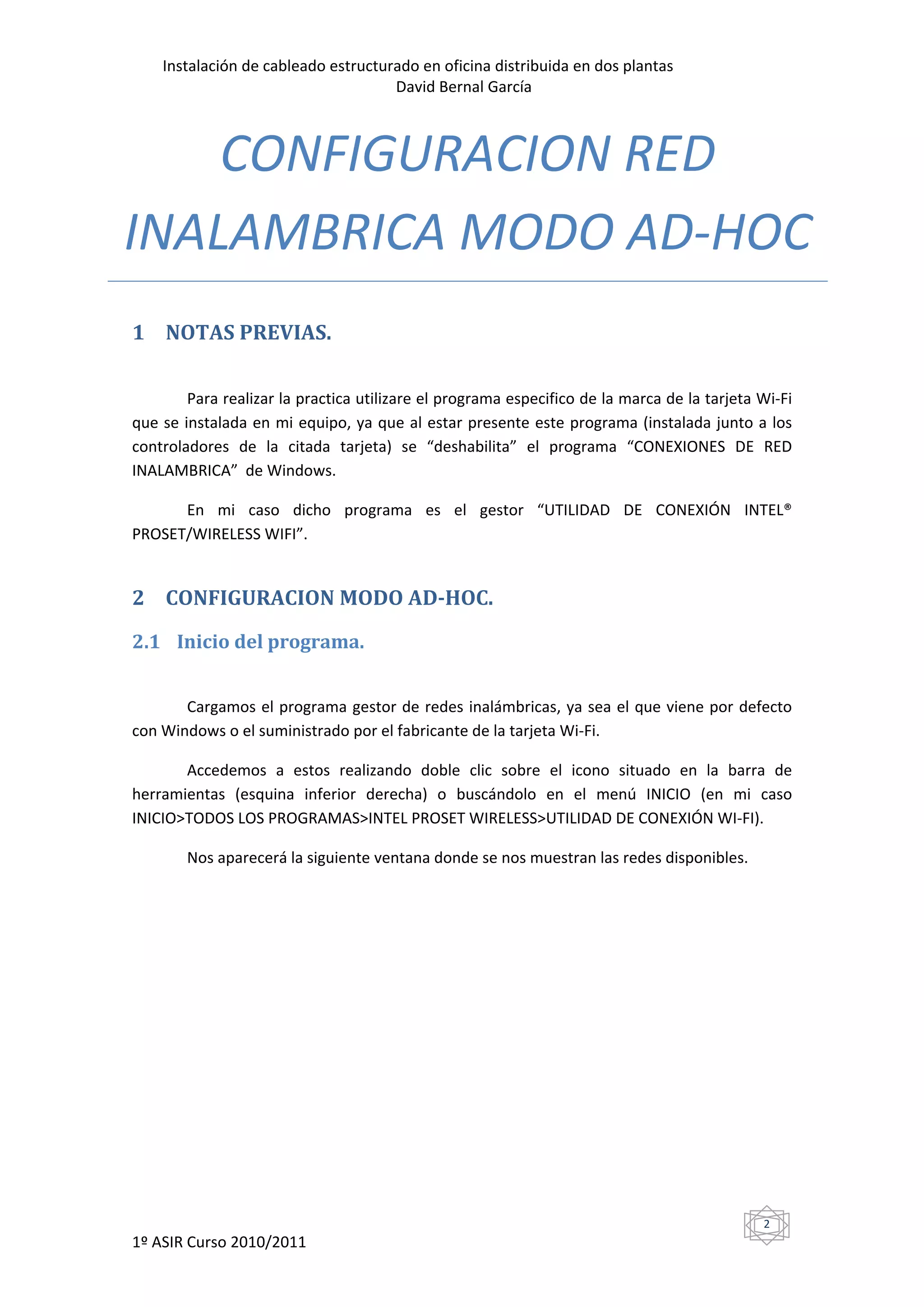 Configuracion red inalambrica modo ad hoc | PDF