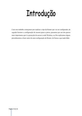 Configuração de um router trabalho rlw | DOC