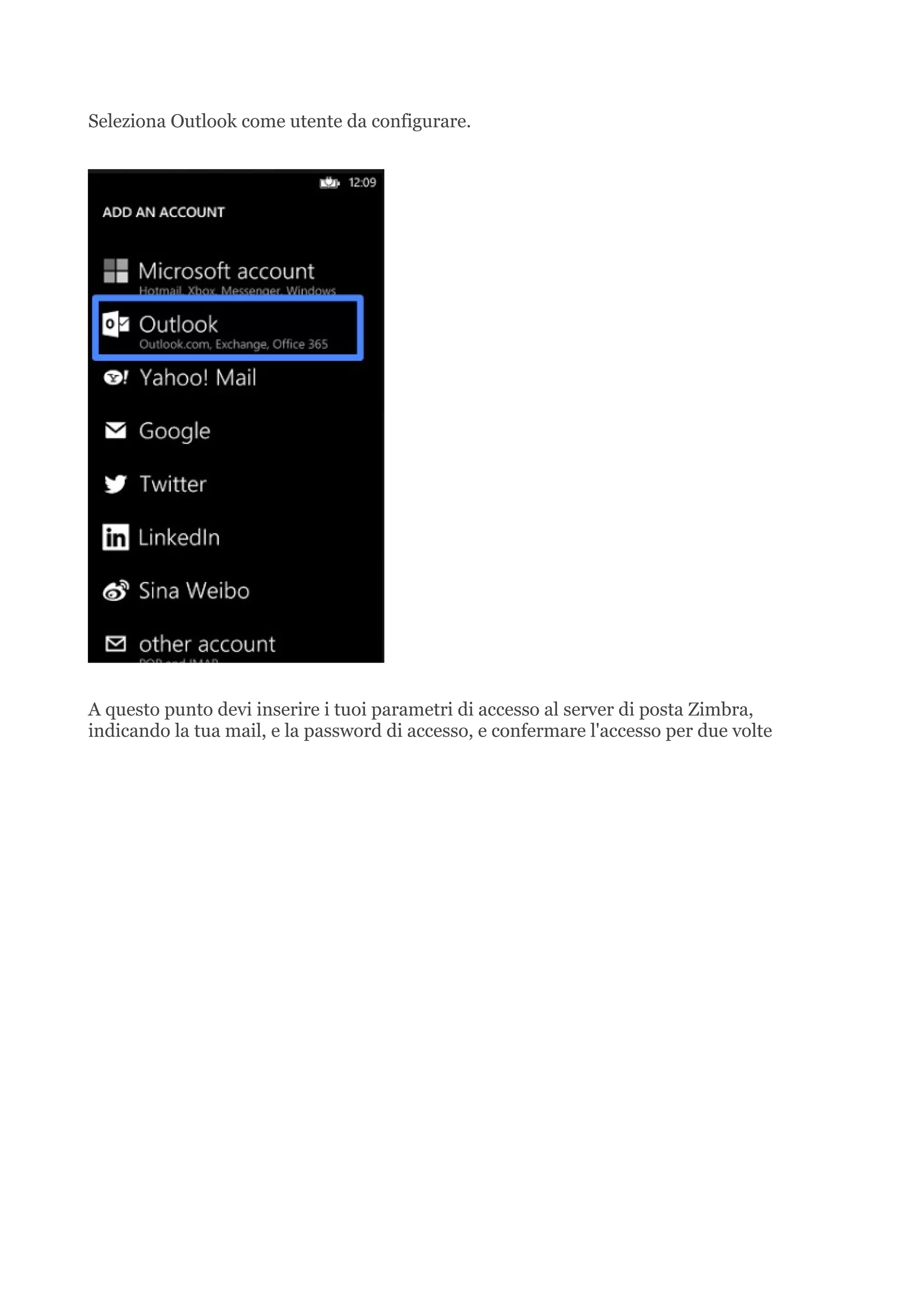 Configurare utente zimbra su windows phone 8 | DOC