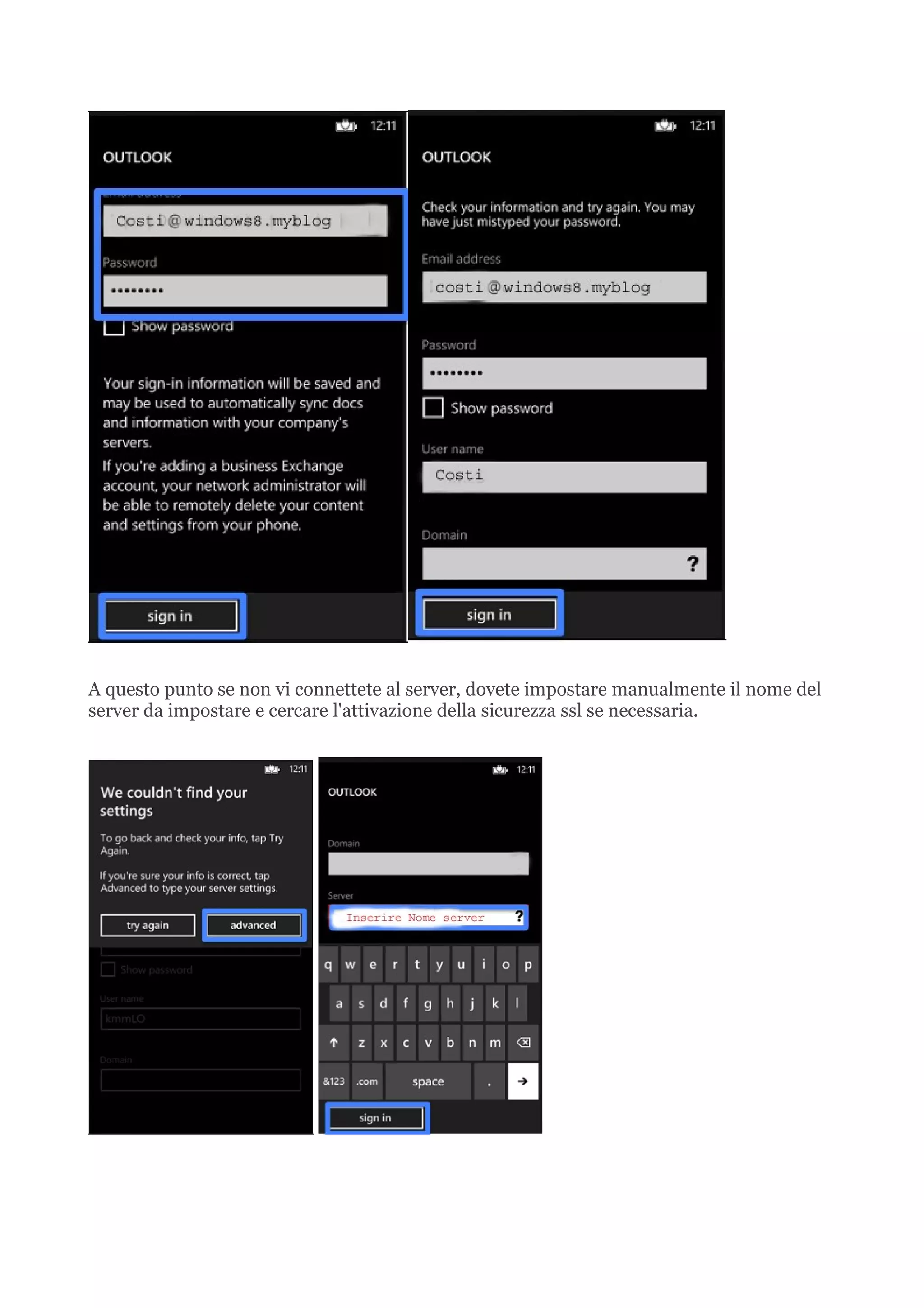 Configurare utente zimbra su windows phone 8 | DOC