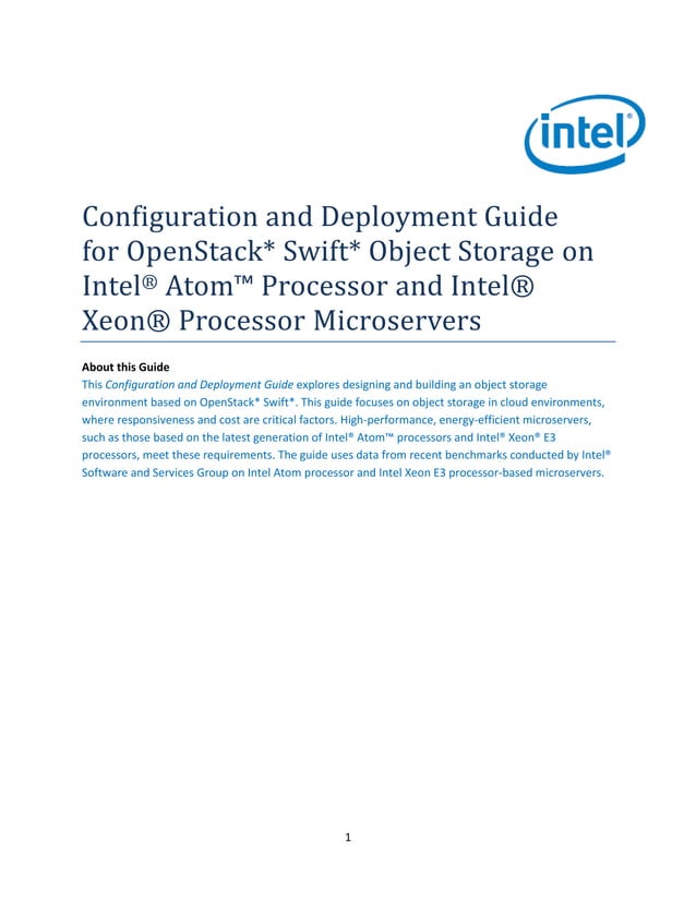 Configuration and deployment guide for SWIFT on Intel Architecture | PDF