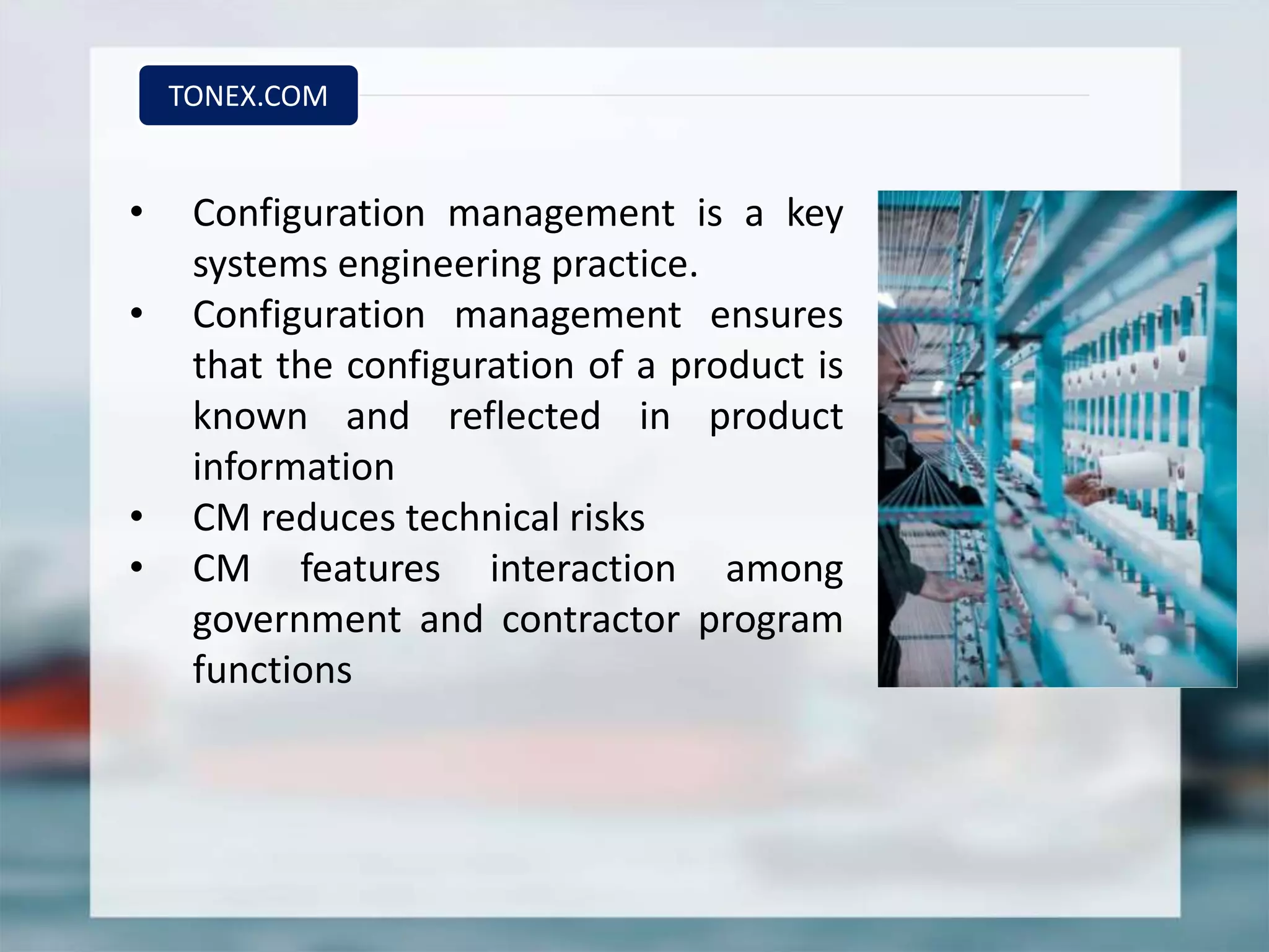 Configuration Management (CM) Training, Configuration Equipment ...