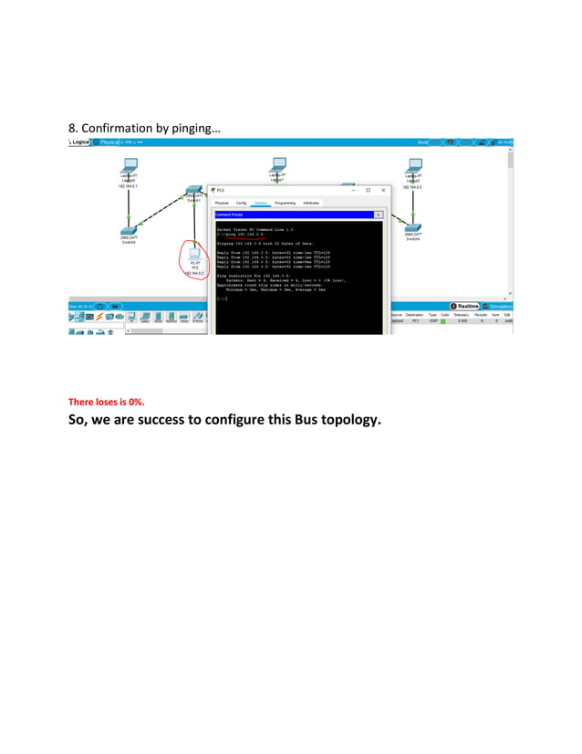 Configuration Of Bus Topology In Cisco Packet Tracer By Tanjilur Rahman