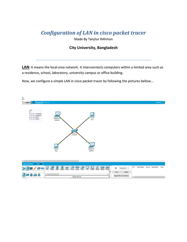Configuration of lan in cisco packet tracer by TAnjilur Rahman | PDF
