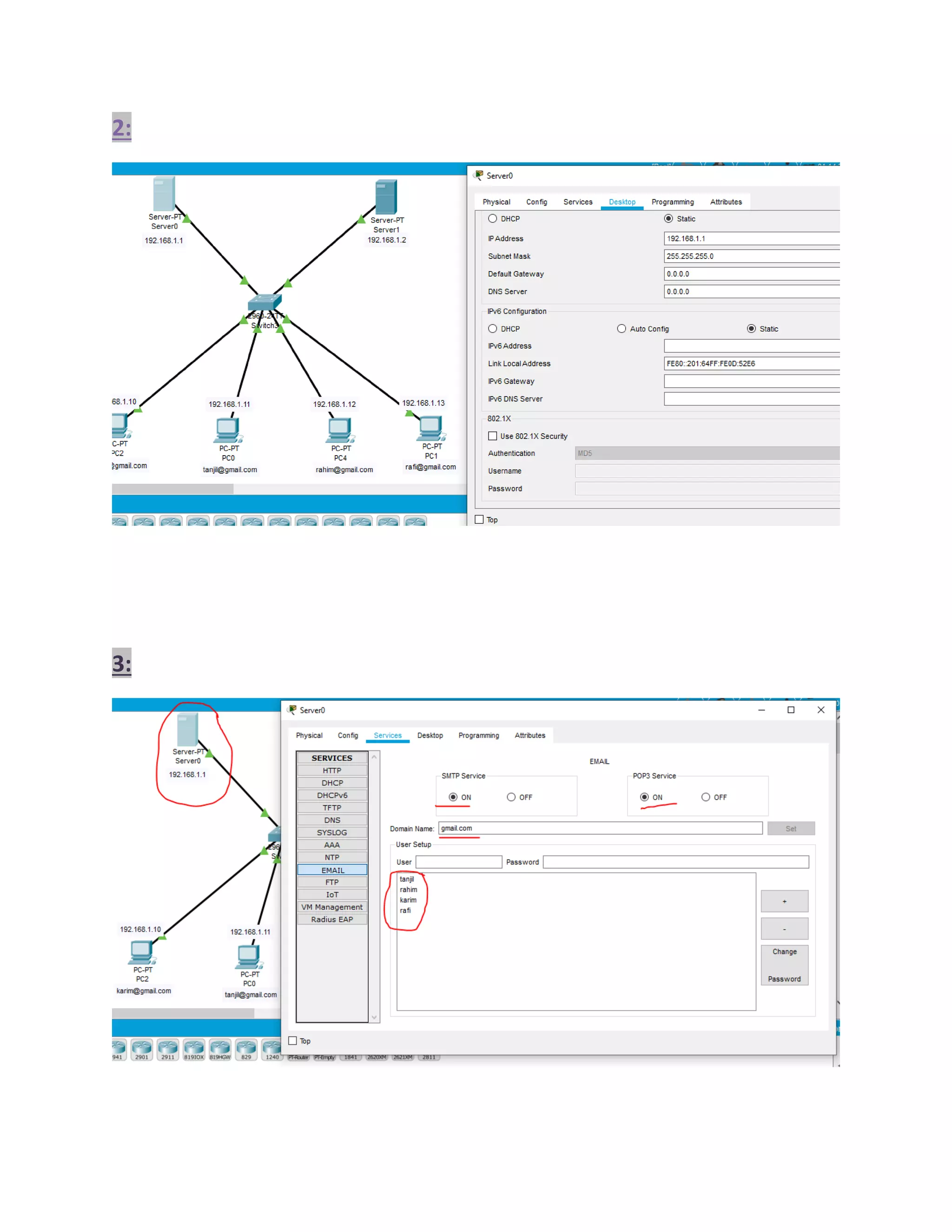 Configuration of mail server on cisco packet trace | PDF