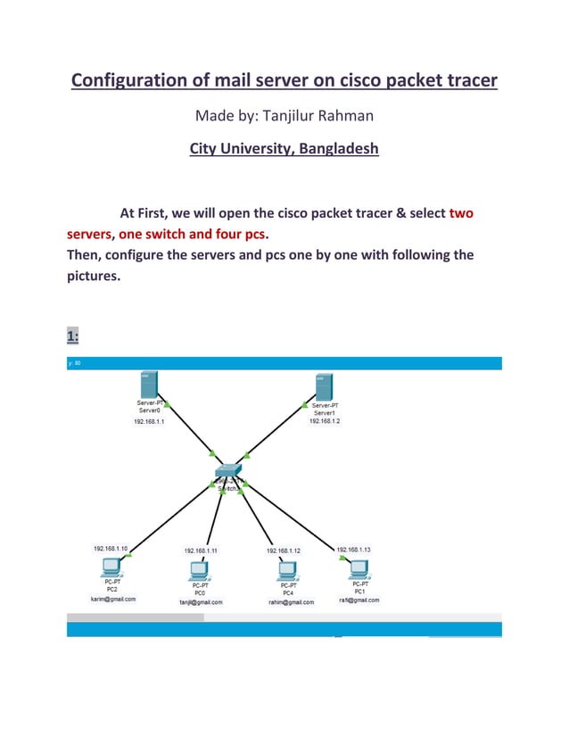 Configuration Of Mail Server On Cisco Packet Trace Pdf
