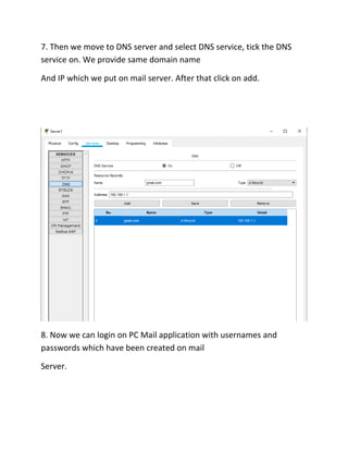 Configuration of mail server on cisco packet tracer1 converted | PDF
