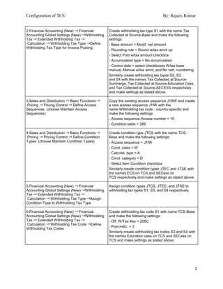 Configuration of TCS | DOCX