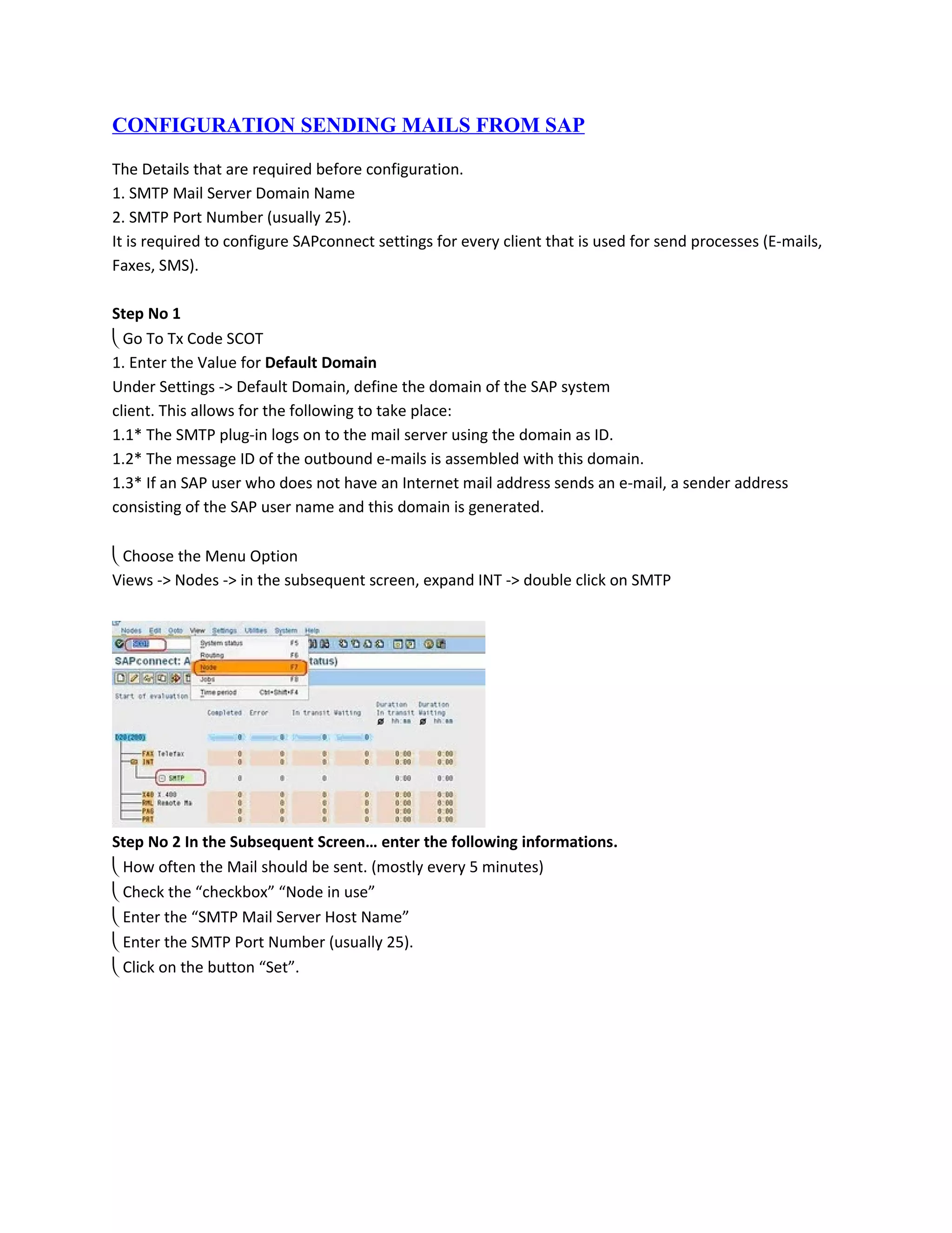 Configuration sending mails from sap | PDF
